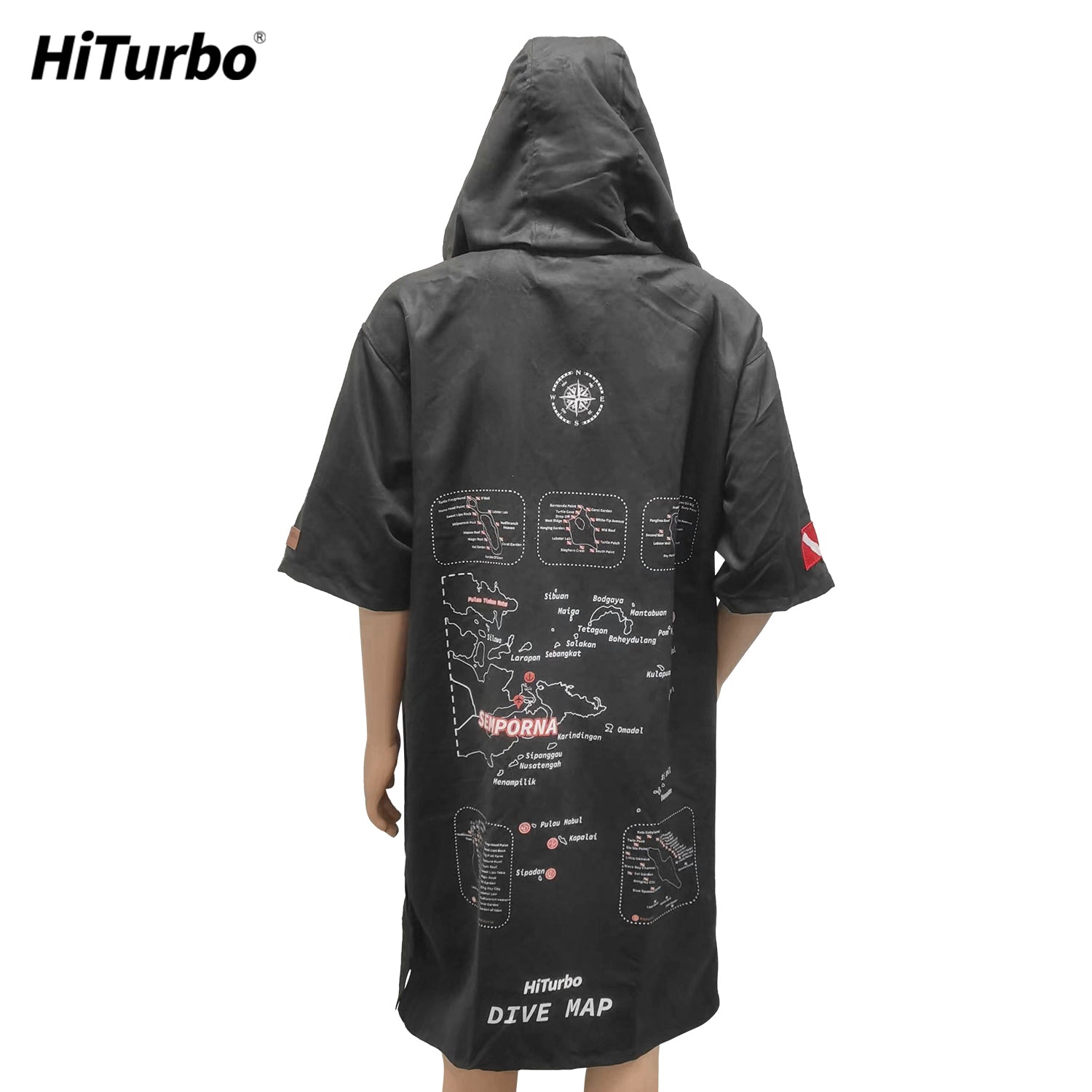Semporna】HiTurbo Dive maps microfiber zipperd robe